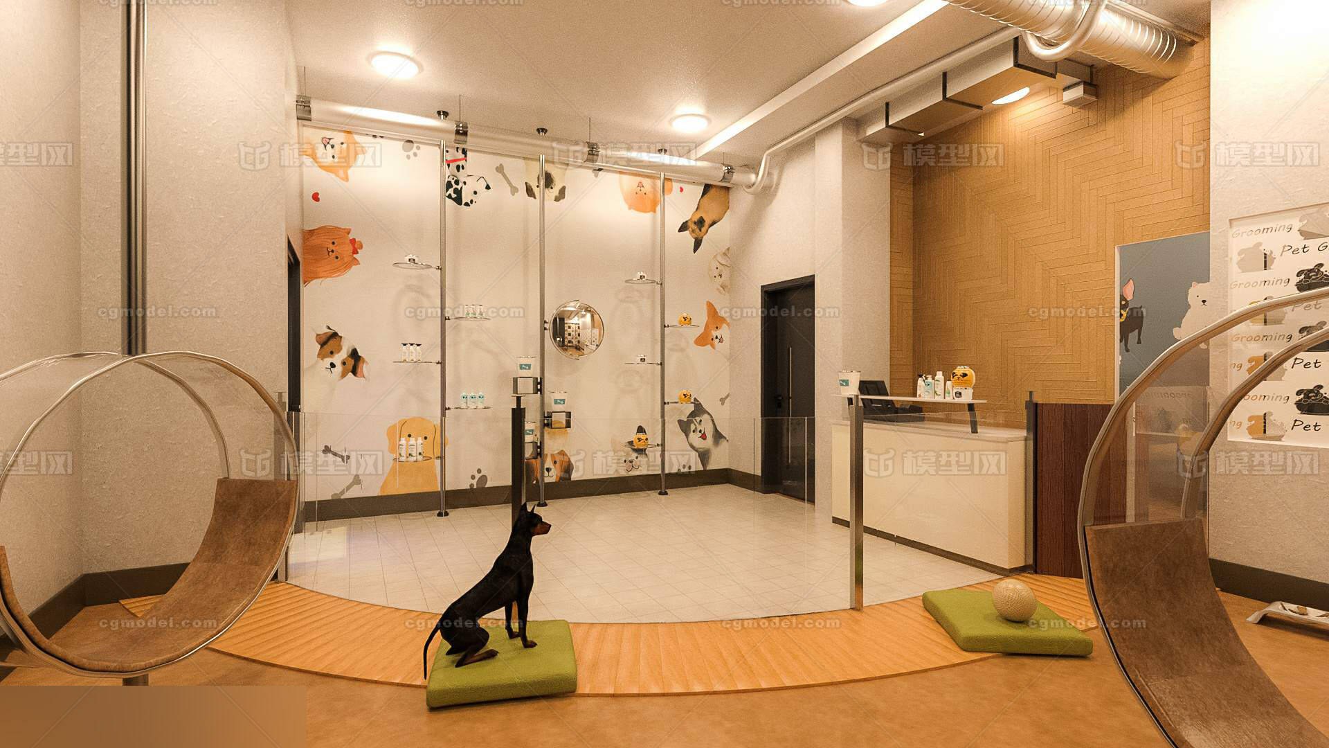 狗狗宠物护理洗浴诊疗收养中心 C282模型-现代场景模型库-3ds Max(.max)模型下载-cg模型网