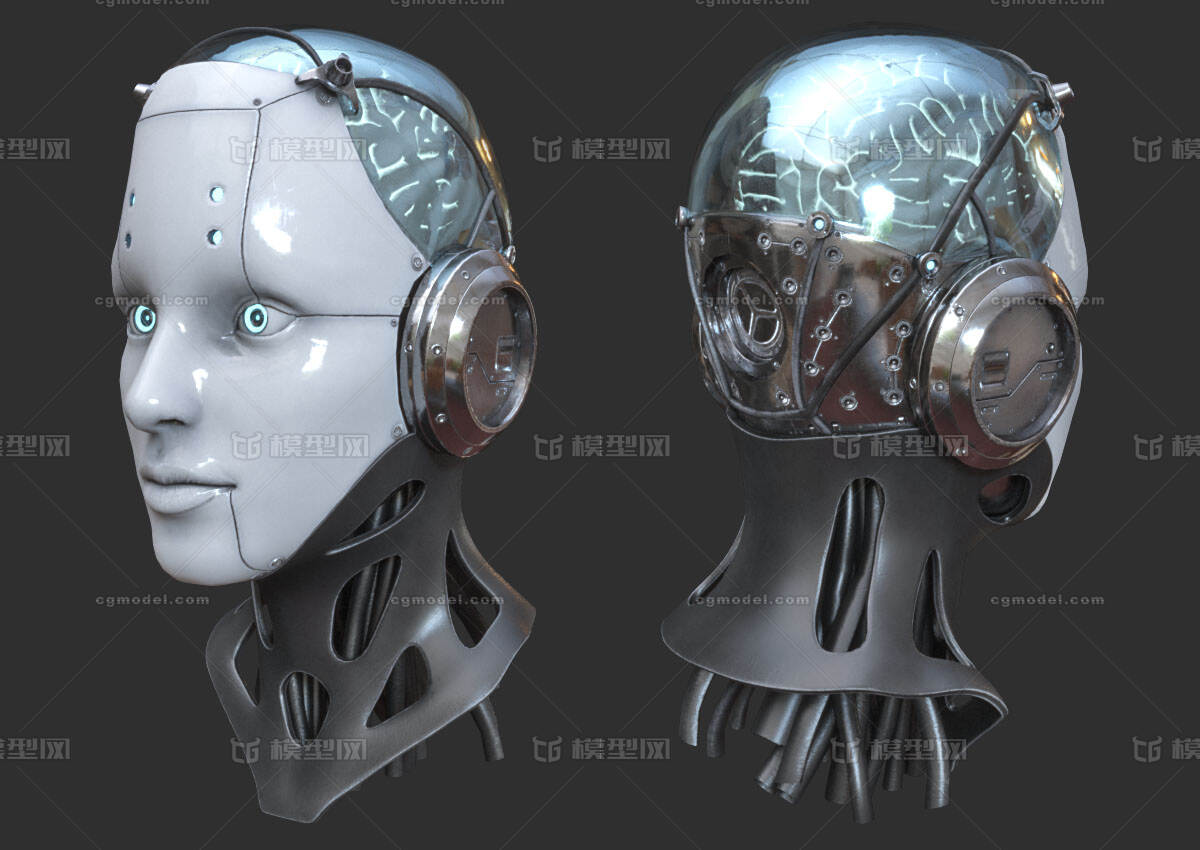 人工智能AI 机器人头像模型-机器人／机甲模型库-FBX(.fbx)模型下载-cg模型网