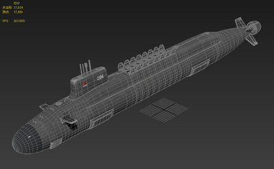 096型核潜艇（中）模型-潜艇模型库-OBJ(.obj/.mtl)模型下载-cg模型网
