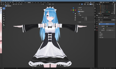 Re0 Rem长发女仆装三渲二模型-女人模型库-Blender(.blend)模型下载-cg模型网