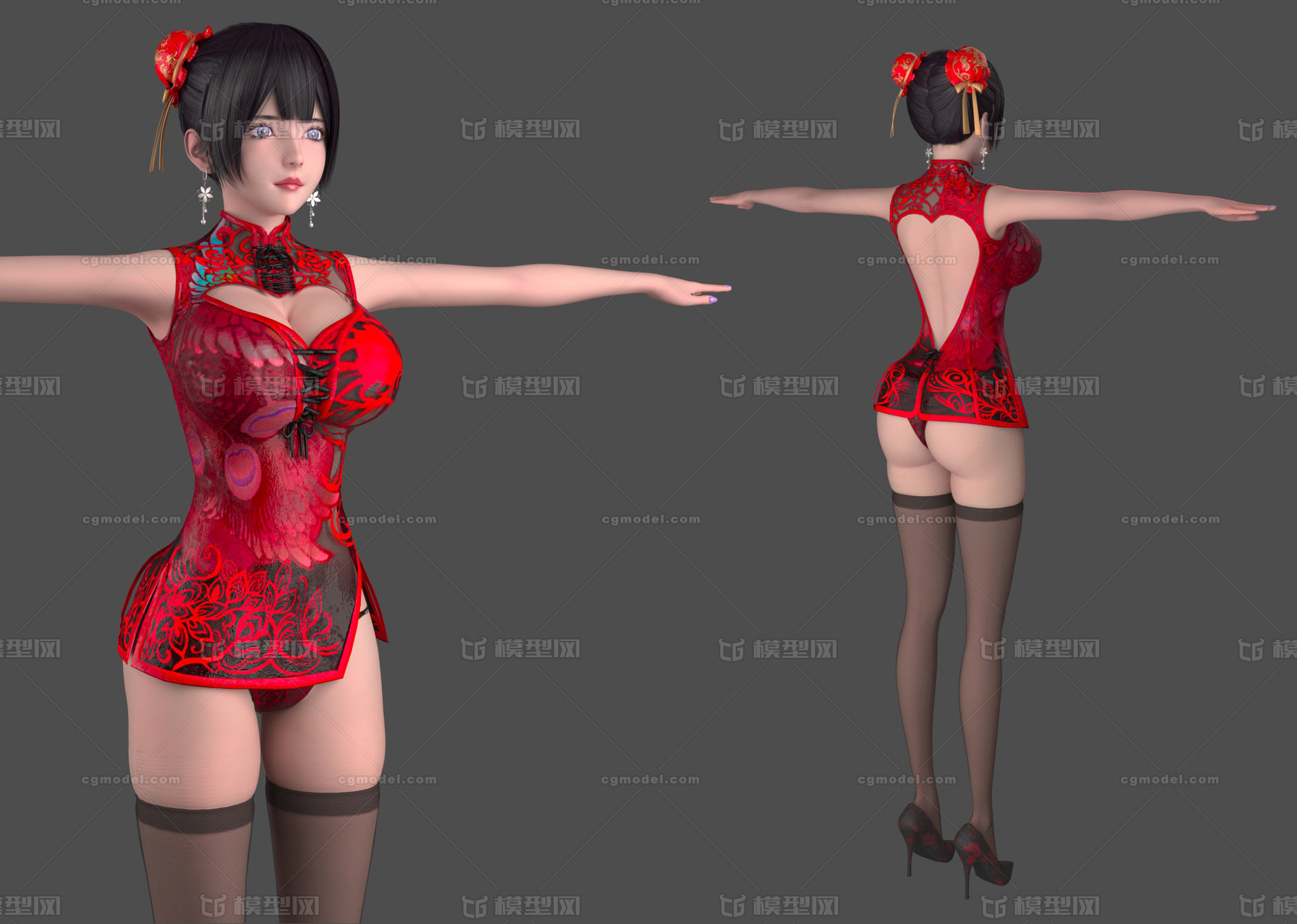 性感美女 邻家大姐姐 旗袍女性人物模型模型-女人模型库-3ds Max(.max)模型下载-cg模型网