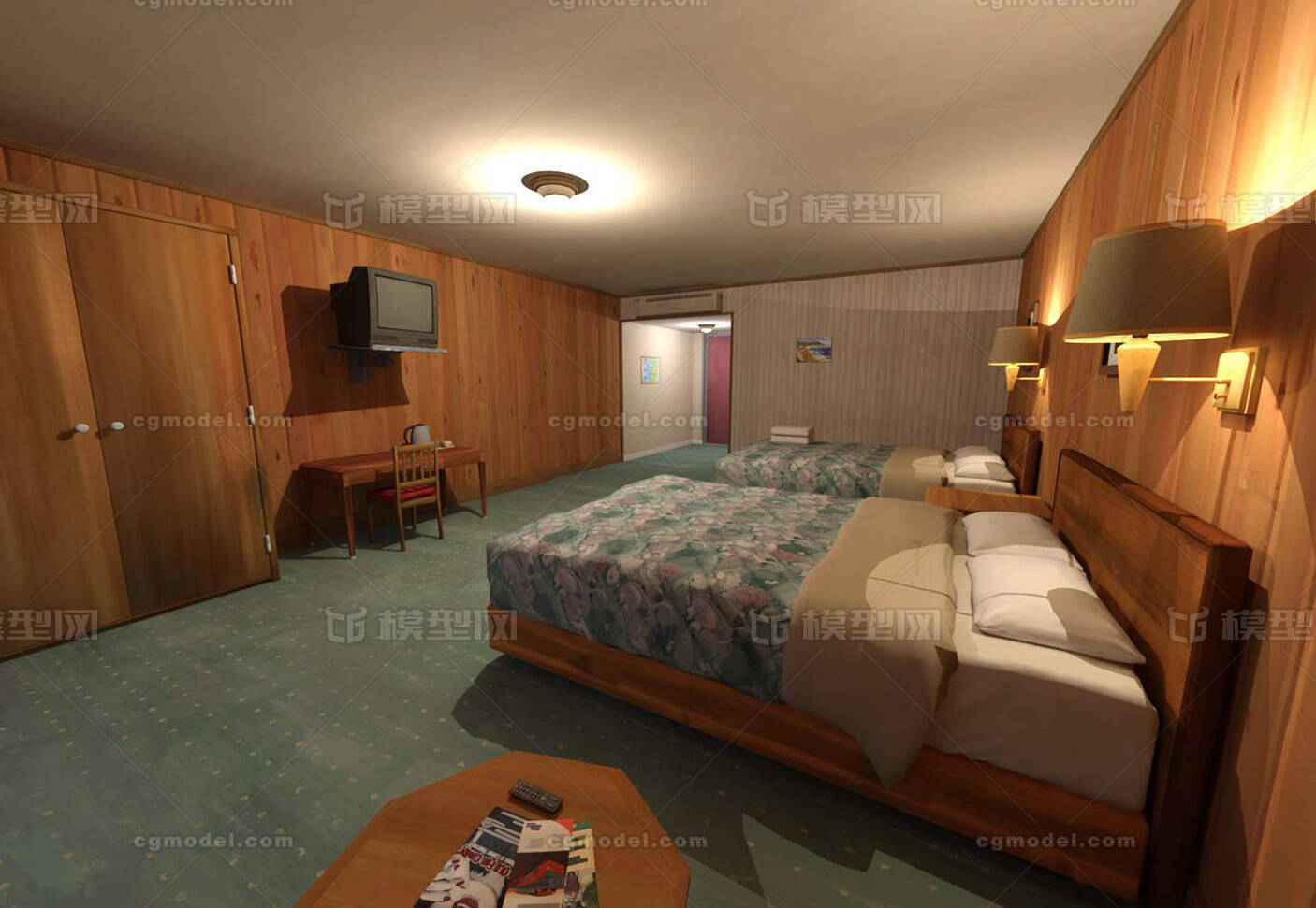 旅馆酒店房间 C373模型-现代场景模型库-3ds Max(.max)模型下载-cg模型网