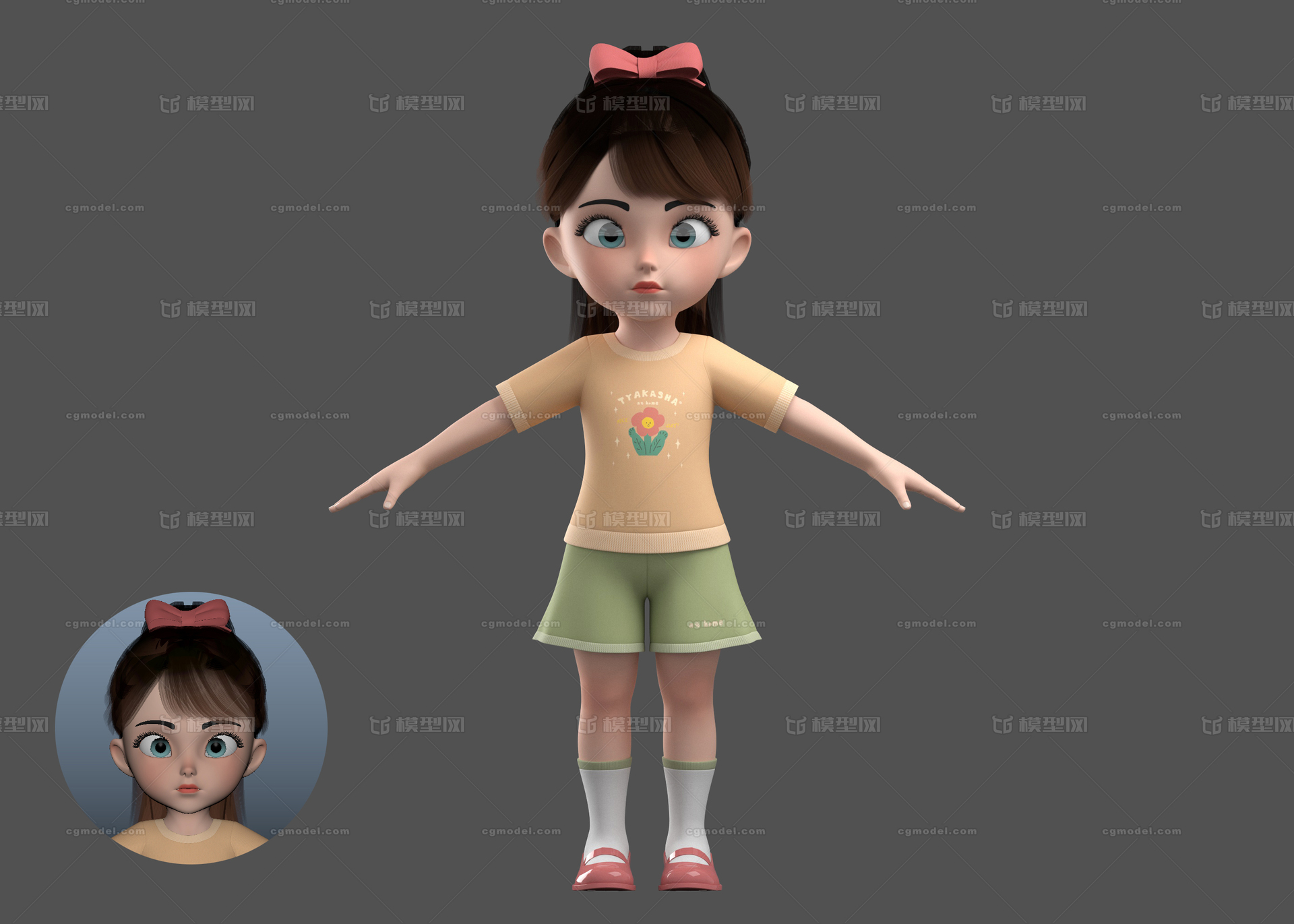 可爱小女孩小姑娘模型模型 孩子 女模型库 Maya Ma Mb 模型下载 Cg模型网