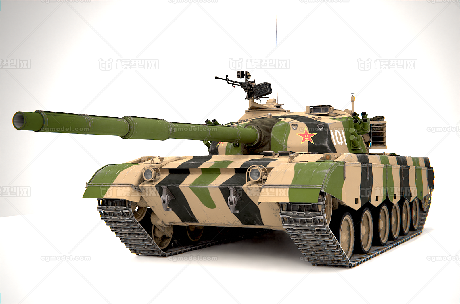 ZTZ-96主战坦克 4k模型-装甲车／坦克模型库-OBJ(.obj/.mtl)模型下载-cg模型网