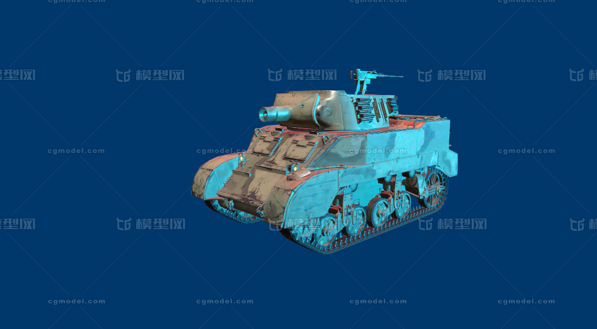 M8A1坦克 轻型坦克模型-装甲车／坦克模型库-Blender(.blend)模型下载-cg模型网