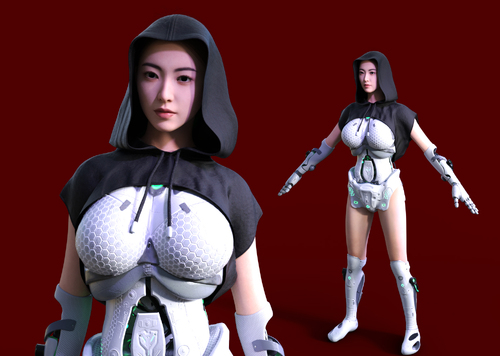 科幻女人带骨骼绑定女机器人数字人科技智能模型 女人模型库 3ds Max Max 模型下载 Cg模型网