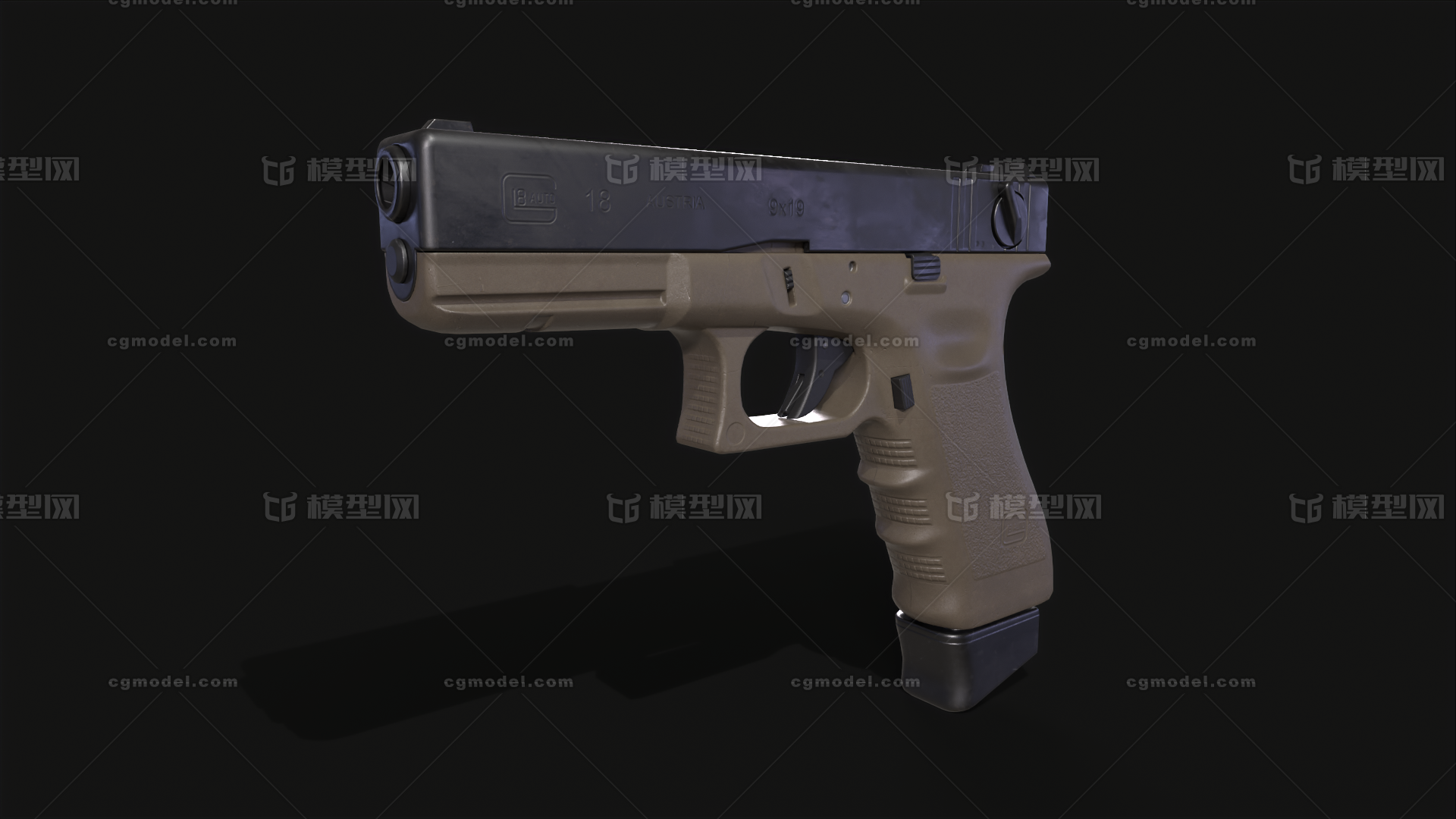 格洛克G18手枪 武器模型-枪械模型模型库-3ds Max(.max)模型下载-cg模型网
