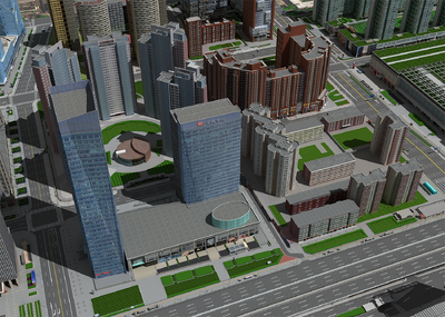 城市CBD模型模型-现代场景模型库-3ds Max(.max)模型下载-cg模型网
