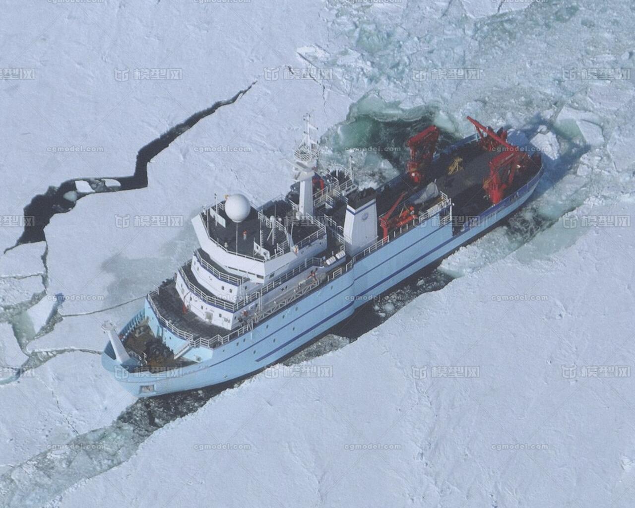 破冰船北极南极科考船极地破冰船科学考察船模型-工程船模型库-3ds Max(.max)模型下载-cg模型网