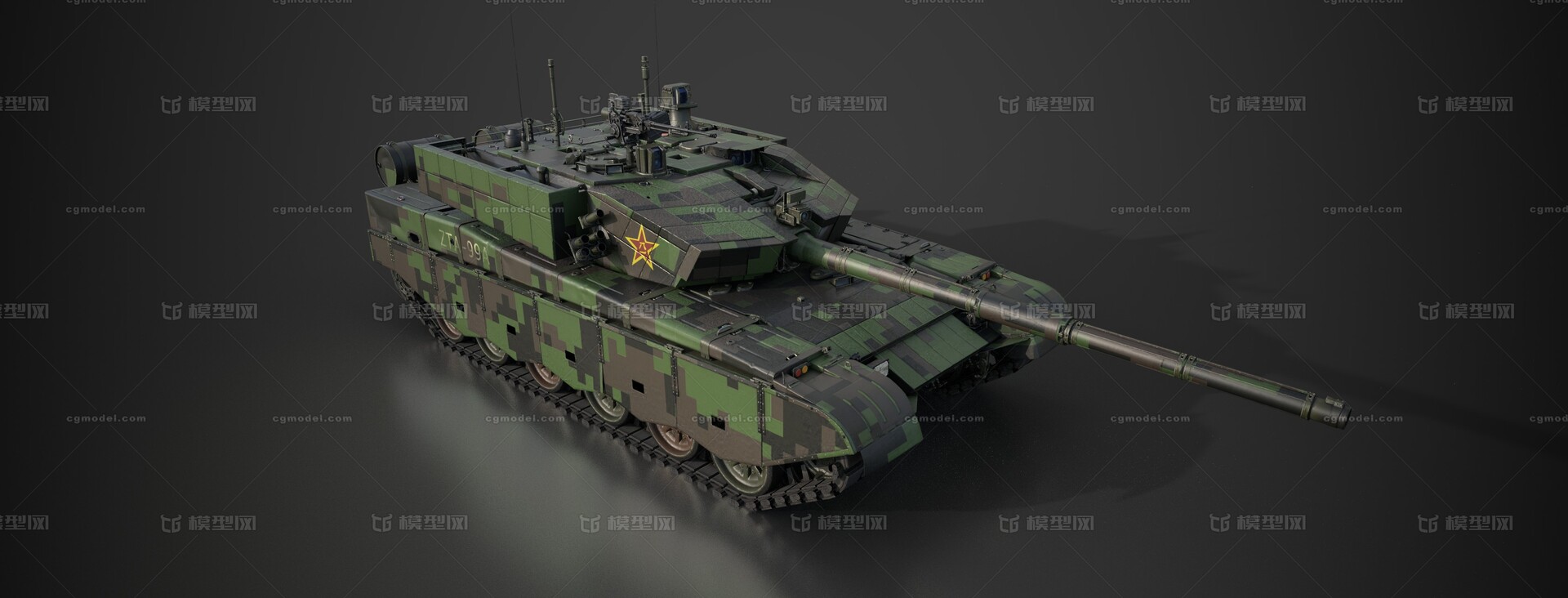 中国陆军99A主战坦克 ZTZ-99A模型-装甲车／坦克模型库-OBJ(.obj/.mtl)模型下载-cg模型网