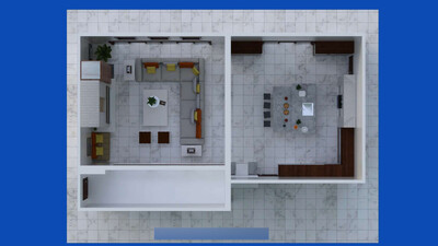 别墅内开放式厨房客厅 C513模型-现代场景模型库-3ds Max(.max)模型下载-cg模型网