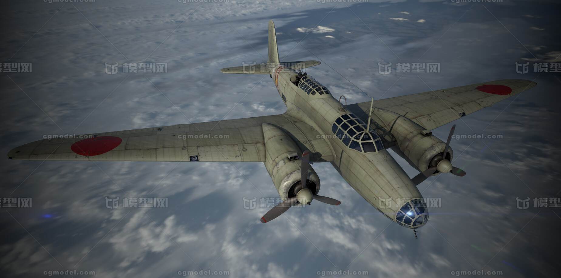 二战日本侵华战机 九七式重爆击机模型-军用直升机模型库-FBX(.fbx)模型下载-cg模型网