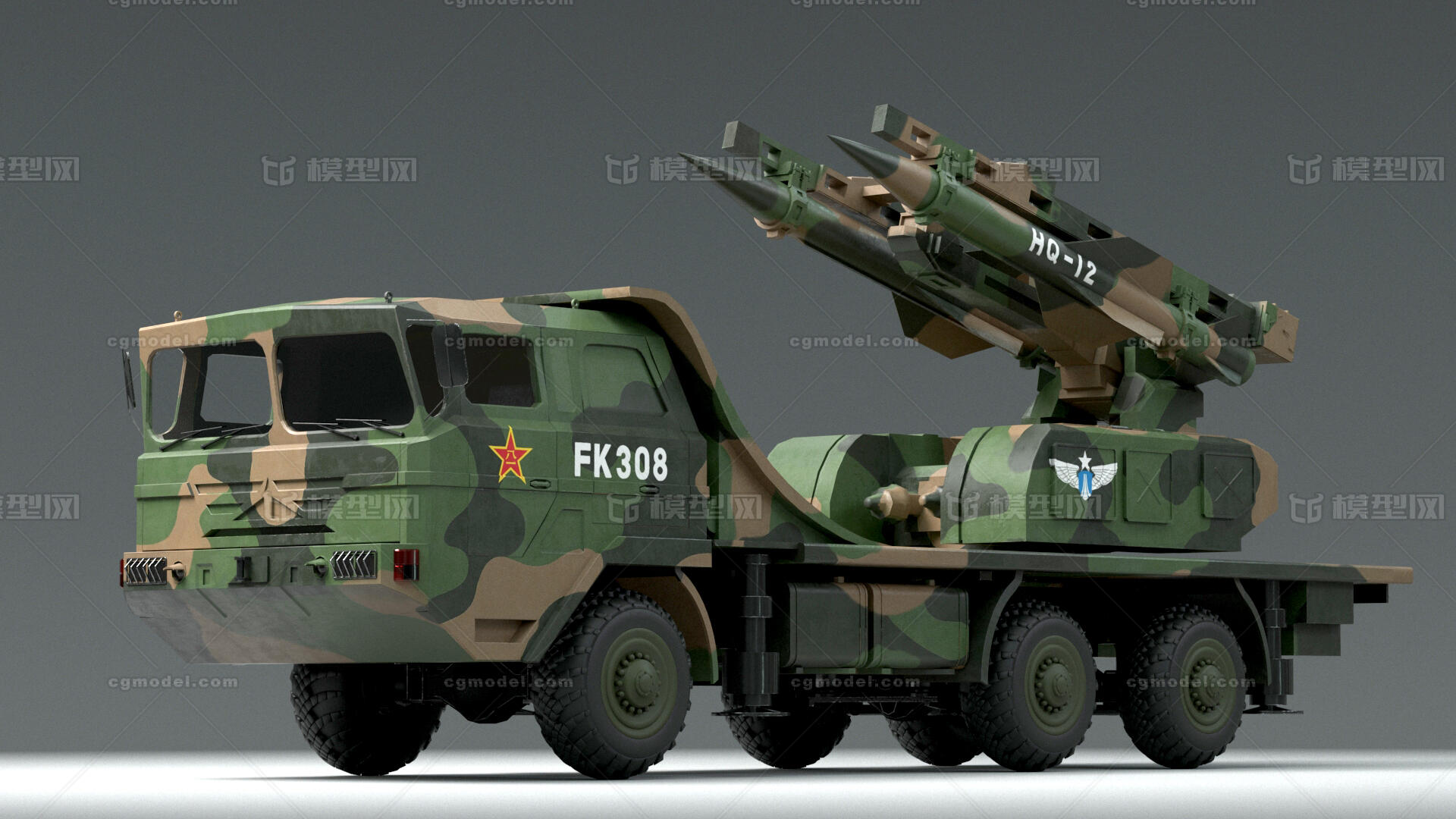 红旗-12防空导弹 HQ-12模型-火炮器械模型库-3ds Max(.max)模型下载-cg模型网