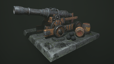 次世代PBR中世纪炮含八猴PT文件模型-火炮器械模型库-Marmoset Toolbag(.tbscene/.tbmat)模型下载-cg模型网