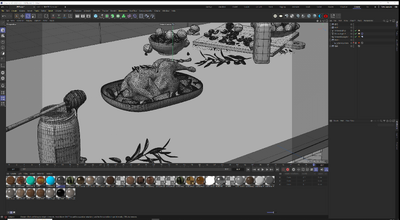 烧鸡火鸡烧鹅西餐晚餐晚宴食品模型-熟食模型库-Cinema 4D(.c4d)模型下载-cg模型网