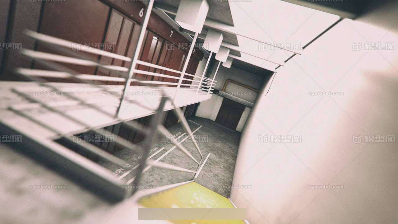 高度戒备的监狱内部建筑 C549模型-现代场景模型库-3ds Max(.max)模型下载-cg模型网