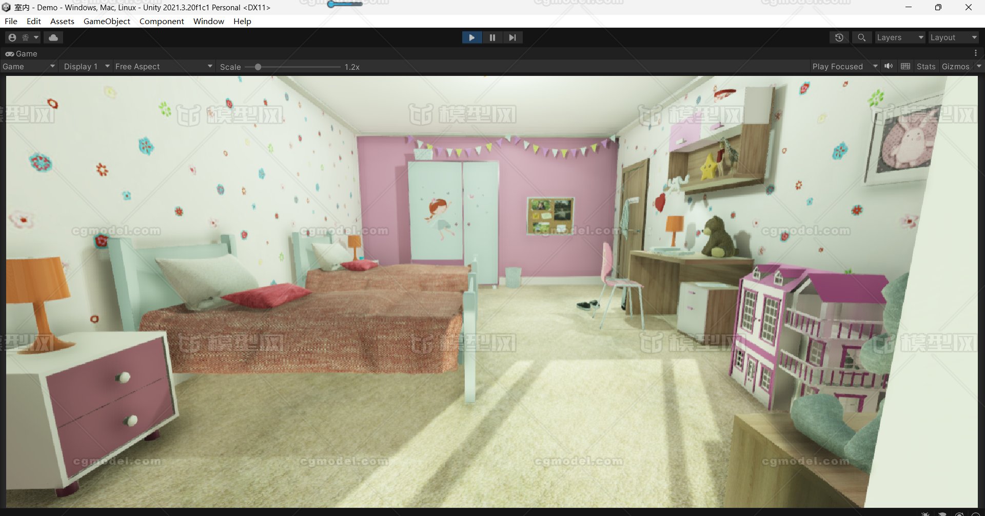 U3D室内儿童房 U3D室内模型-卧室模型库-Unity模型下载-cg模型网