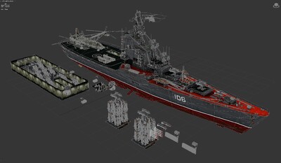 苏联1123型 莫斯科级模型-军舰模型库-3ds Max(.max)模型下载-cg模型网