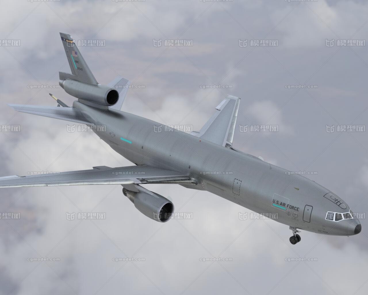 KC10空中加油机空中补给加油战略后勤部模型-军用飞机模型库-3ds Max(.max)模型下载-cg模型网