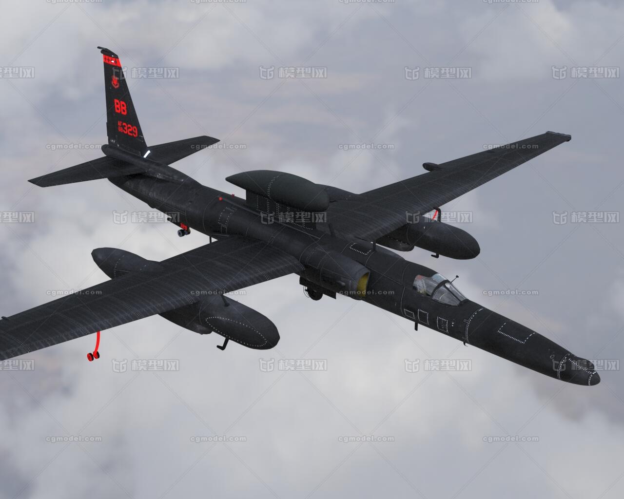 U2侦察机单座单发高空侦察机带驾驶舱控制模型-军用飞机模型库-3ds Max(.max)模型下载-cg模型网