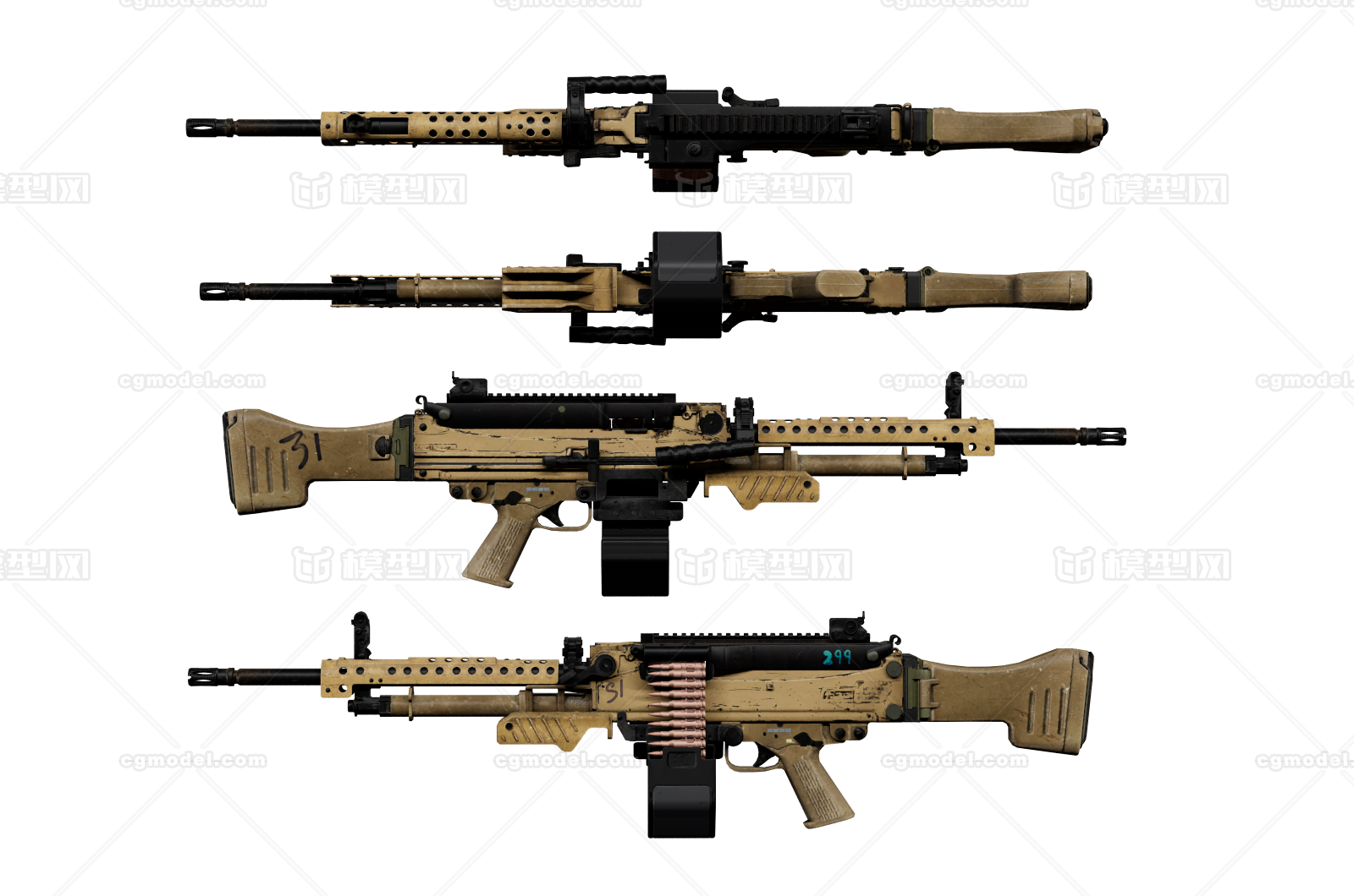 德国陆军HK MG5通用机枪模型-枪械模型模型库-FBX(.fbx)模型下载-cg模型网