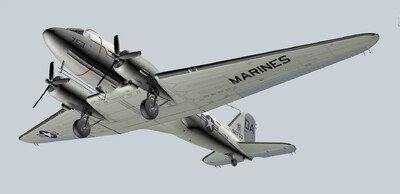 C47B (DC3)运输机3D模型模型-军用飞机模型库-3ds Max(.max)模型下载-cg模型网
