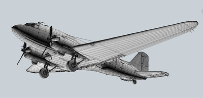 C47B (DC3)运输机3D模型模型-军用飞机模型库-3ds Max(.max)模型下载-cg模型网