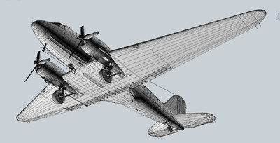 C47B (DC3)运输机3D模型模型-军用飞机模型库-3ds Max(.max)模型下载-cg模型网