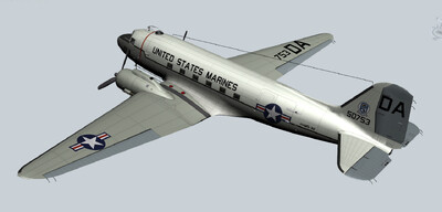 C47B (DC3)运输机3D模型模型-军用飞机模型库-3ds Max(.max)模型下载-cg模型网