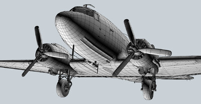 C47B (DC3)运输机3D模型模型-军用飞机模型库-3ds Max(.max)模型下载-cg模型网