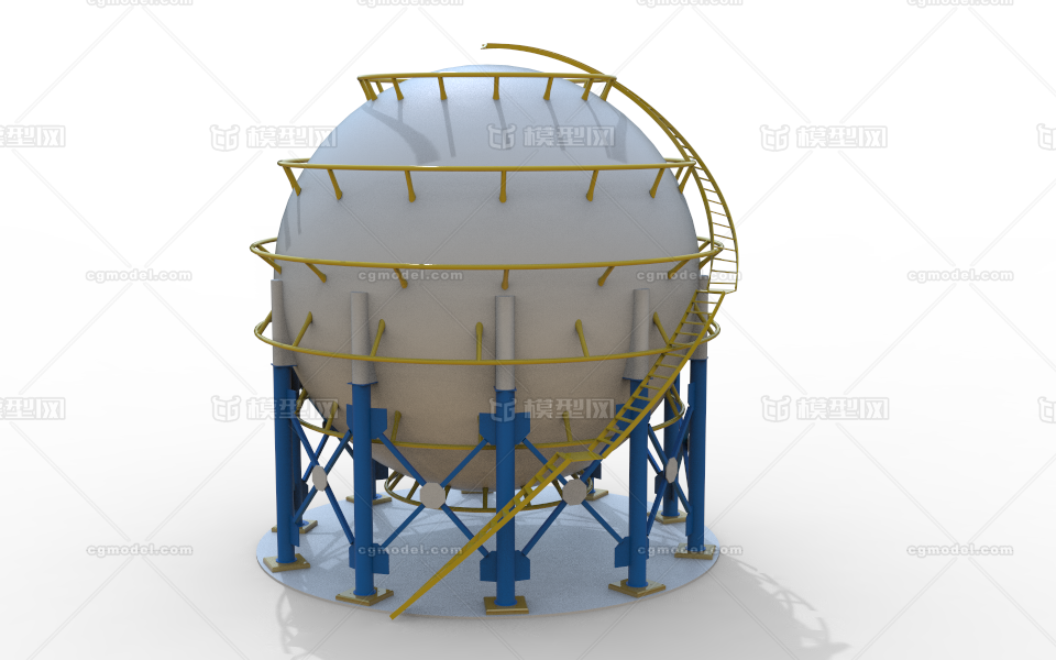 液化石油气储罐 球形容器模型-工业设备模型库-FBX(.fbx)模型下载-cg模型网