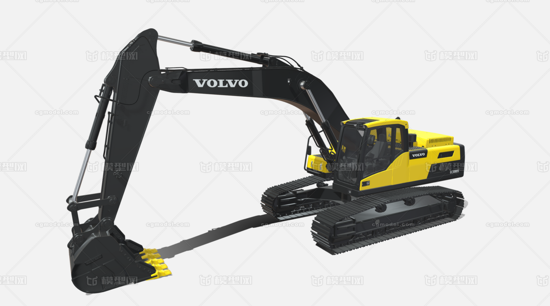 沃尔沃EC300DL挖掘机 履带式挖土机模型-工程车模型库-3ds Max(.max)模型下载-cg模型网