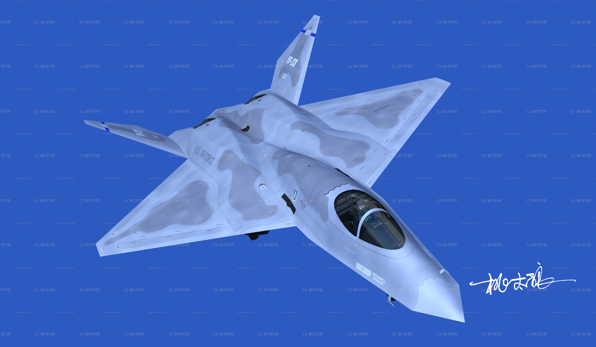 YF-23战斗机3D模型模型-军用飞机模型库-3ds Max(.max)模型下载-cg模型网