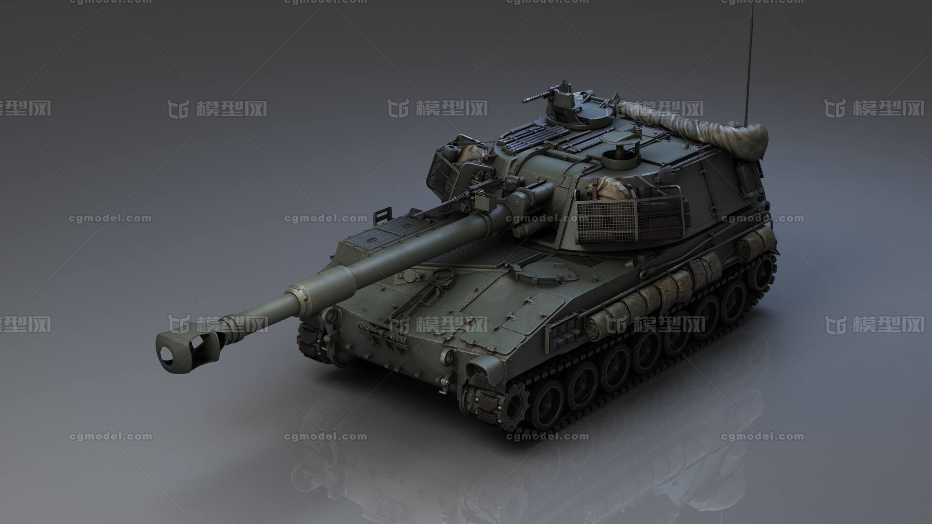 美国M109A1自行榴弹炮（PBR）模型-装甲车／坦克模型库-3ds Max(.max)模型下载-cg模型网