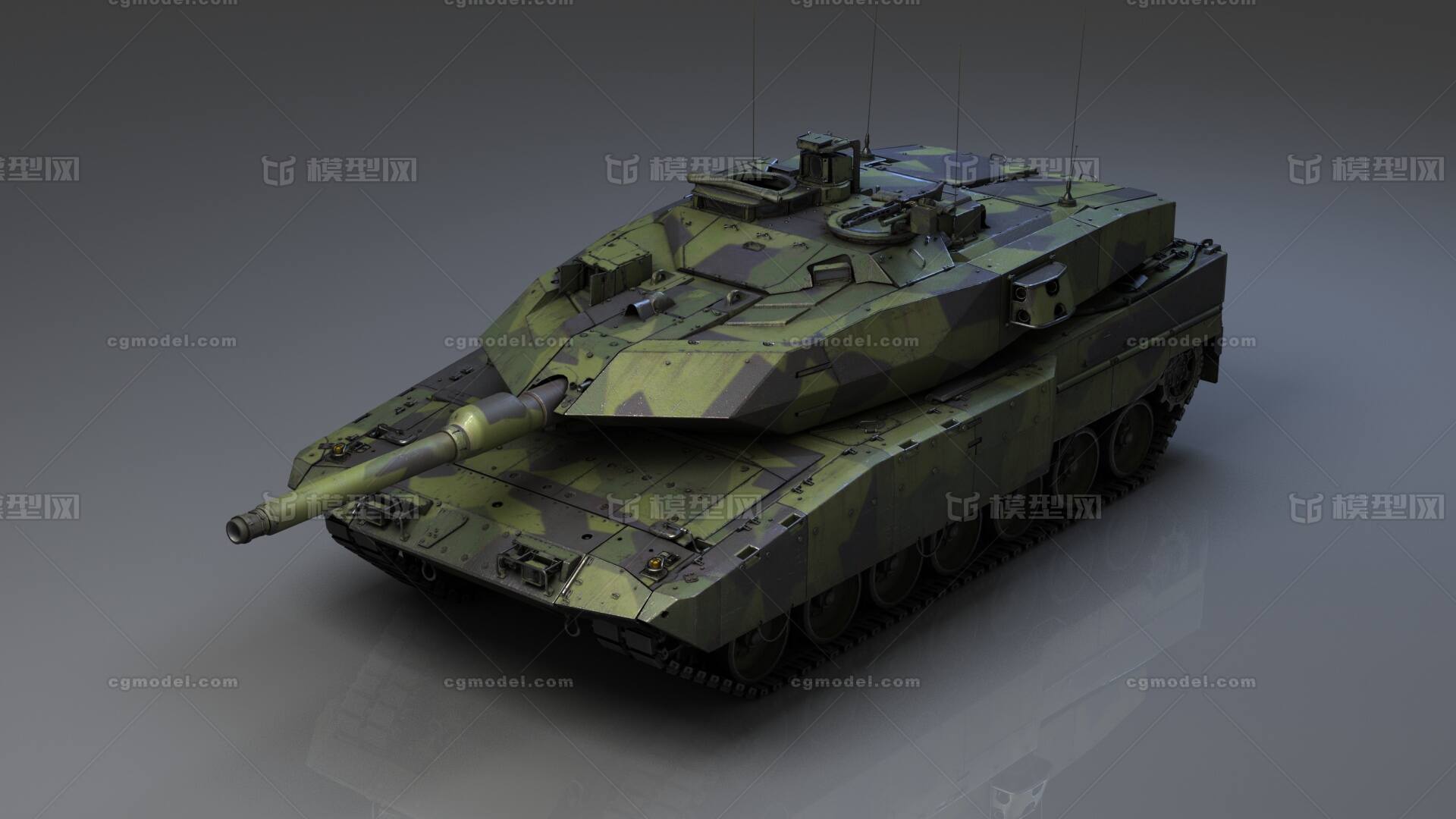 瑞典Strv-122B主战坦克（PBR）模型-装甲车／坦克模型库-3ds Max(.max)模型下载-cg模型网