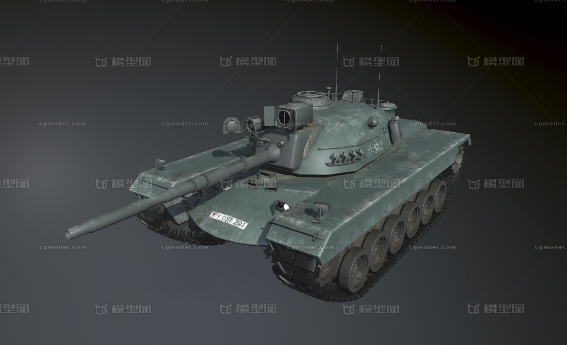 M48A2坦克 M48中型坦克模型-装甲车／坦克模型库-Blender(.blend)模型下载-cg模型网
