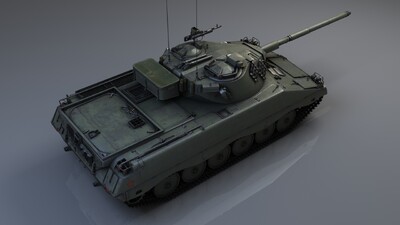 瑞典IKV-91轻型坦克（PBR）模型-装甲车／坦克模型库-3ds Max(.max)模型下载-cg模型网