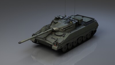 瑞典IKV-91轻型坦克（PBR）模型-装甲车／坦克模型库-3ds Max(.max)模型下载-cg模型网