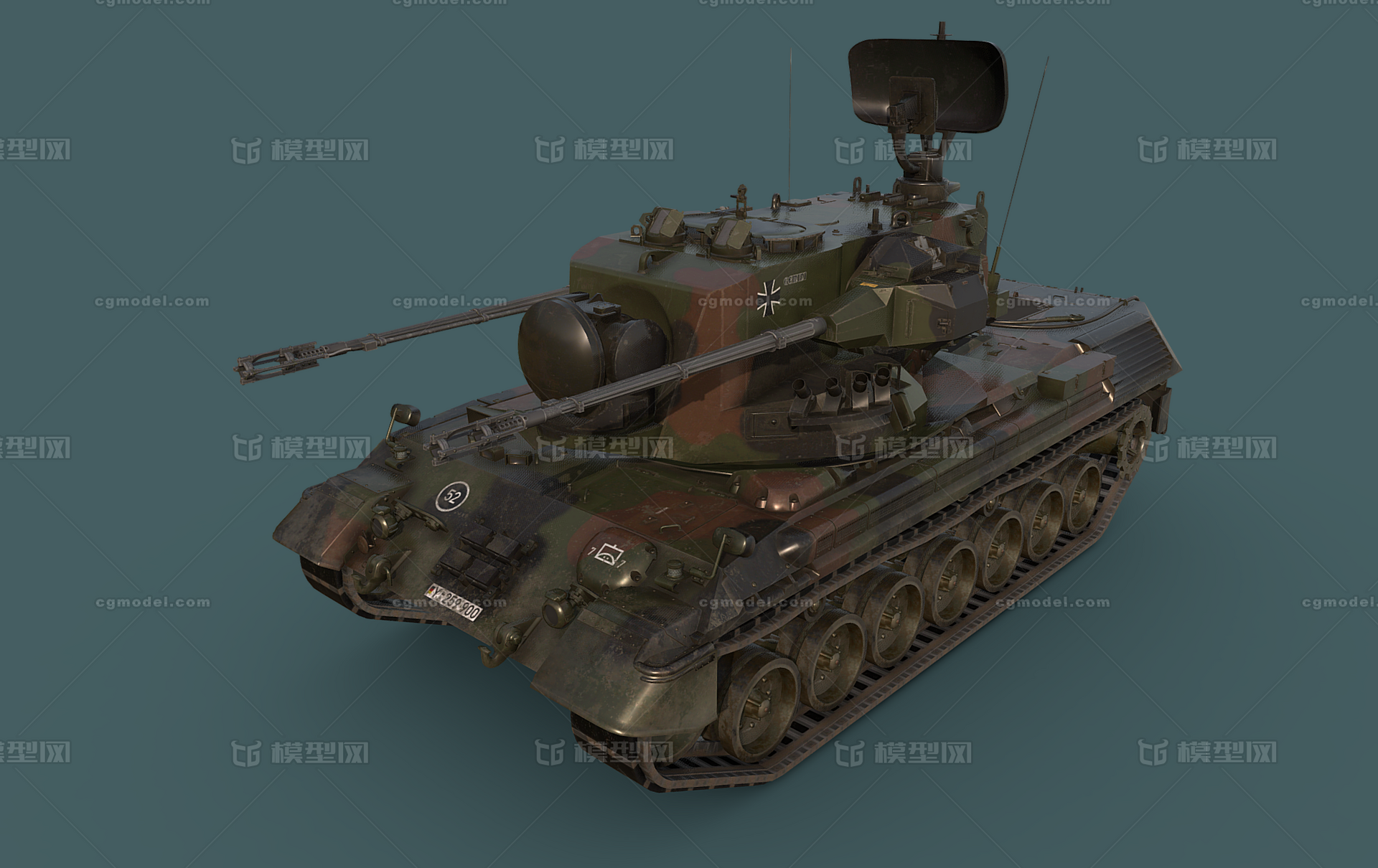 二战德国猎豹坦克歼击车 猎豹自行高射炮模型-装甲车／坦克模型库-Blender(.blend)模型下载-cg模型网