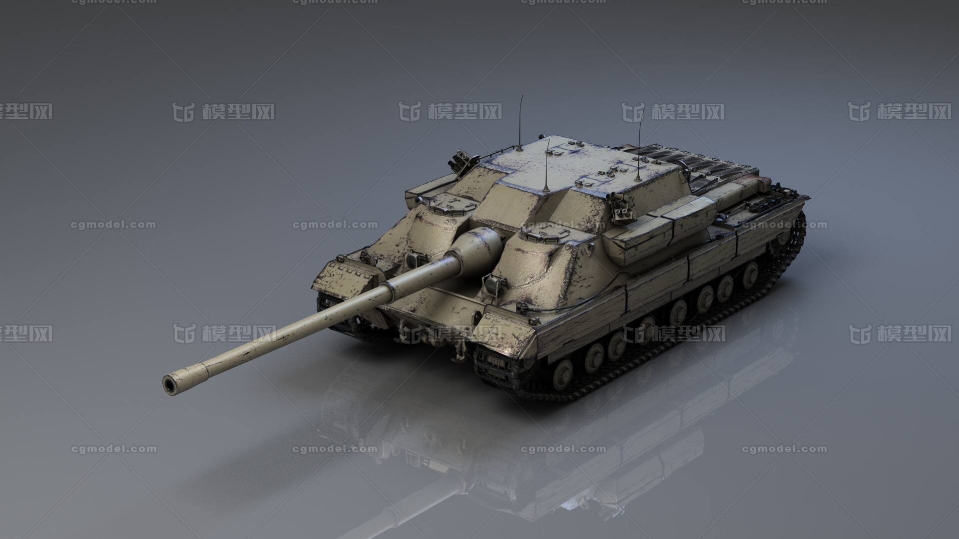 英国FV217“獾”坦克歼击车（PBR）模型-装甲车／坦克模型库-3ds Max(.max)模型下载-cg模型网