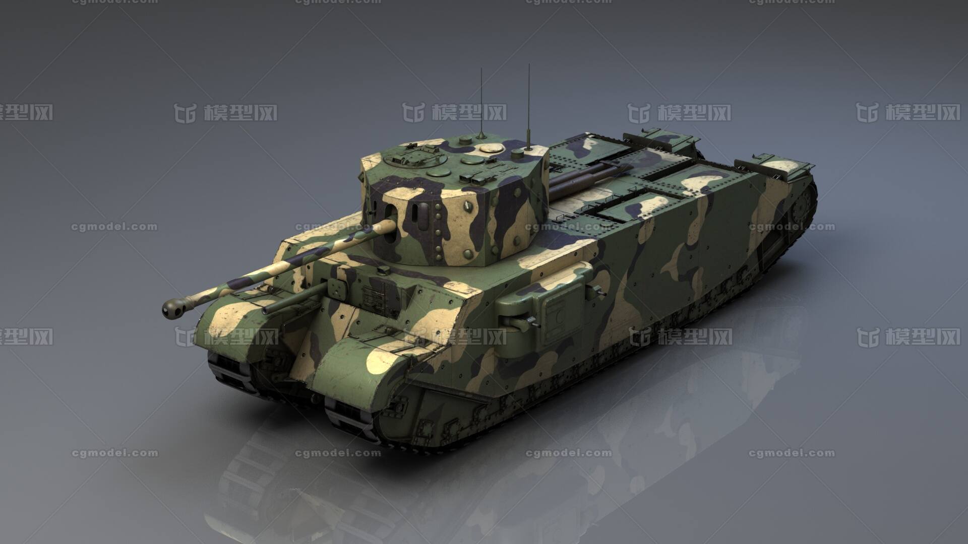 英国TOG2超重型坦克（PBR）模型-装甲车／坦克模型库-3ds Max(.max)模型下载-cg模型网
