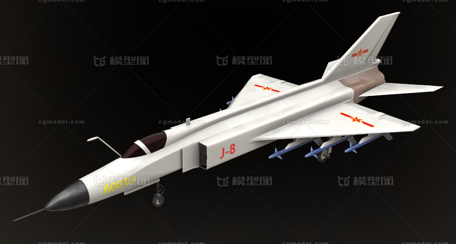 J-8 战斗机（中）模型-军用飞机模型库-3ds Max(.max)模型下载-cg模型网