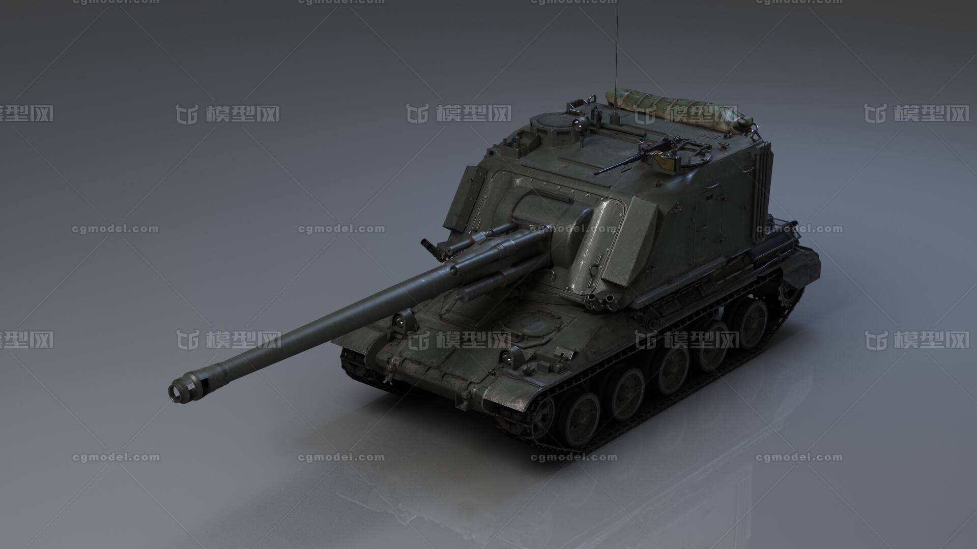 法国AUF1自行榴弹炮（PBR）模型-装甲车／坦克模型库-3ds Max(.max)模型下载-cg模型网