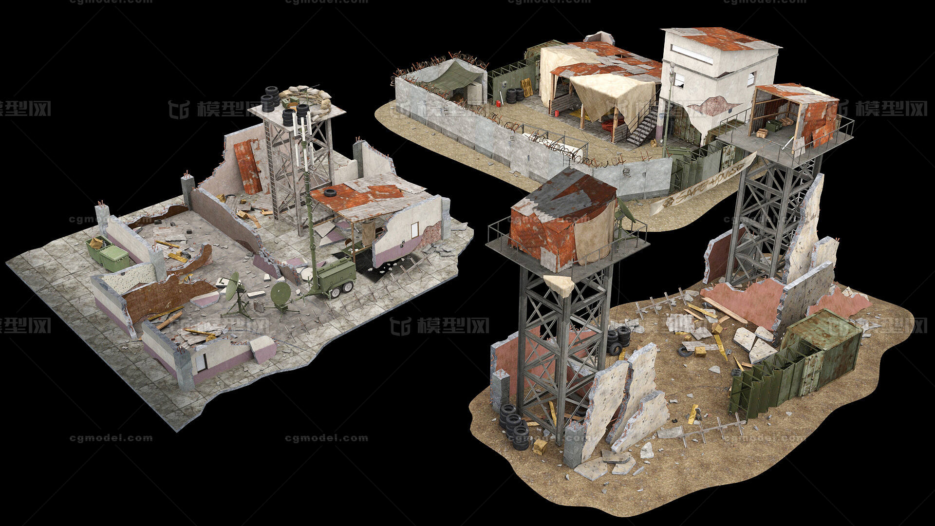 战争废墟 城市模型-场景部件模型库-3ds Max(.max)模型下载-cg模型网