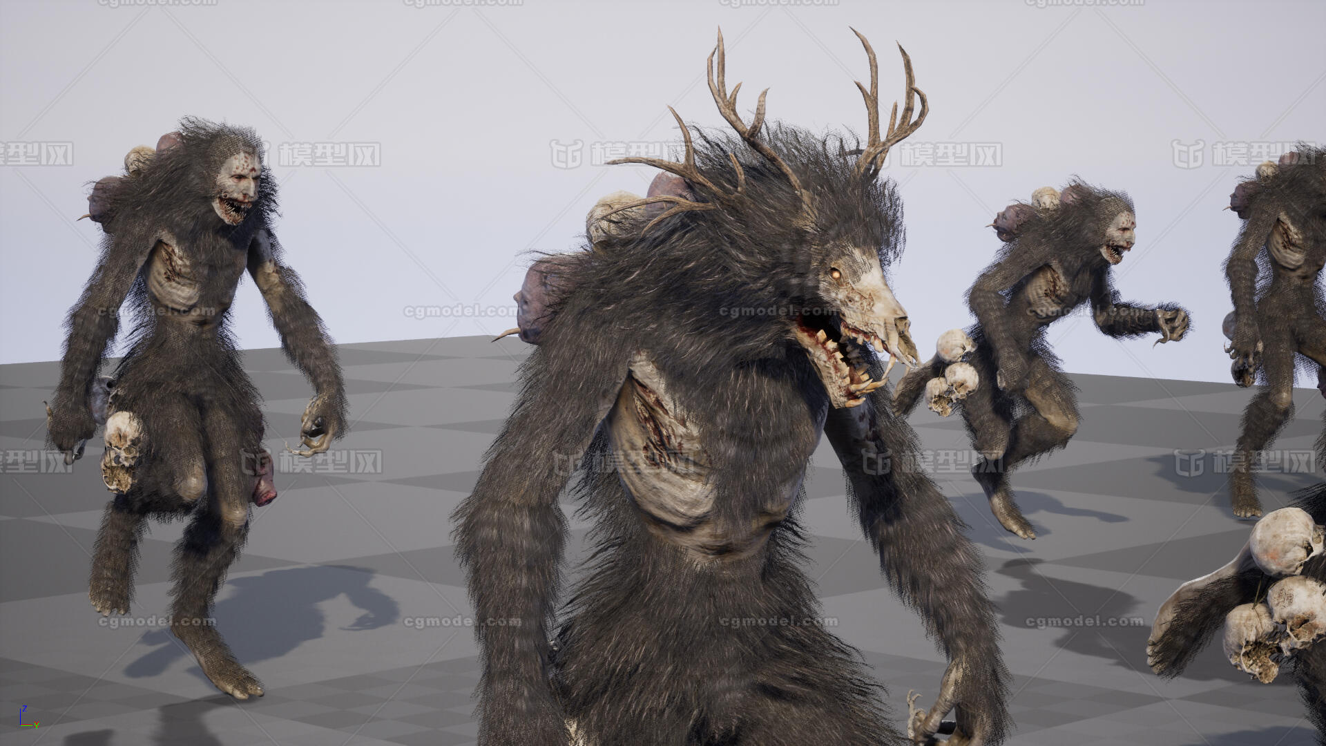 Wendigo werewolf-温迪戈狼人模型-异形怪物模型库-Maya(.ma/.mb)模型下载-cg模型网