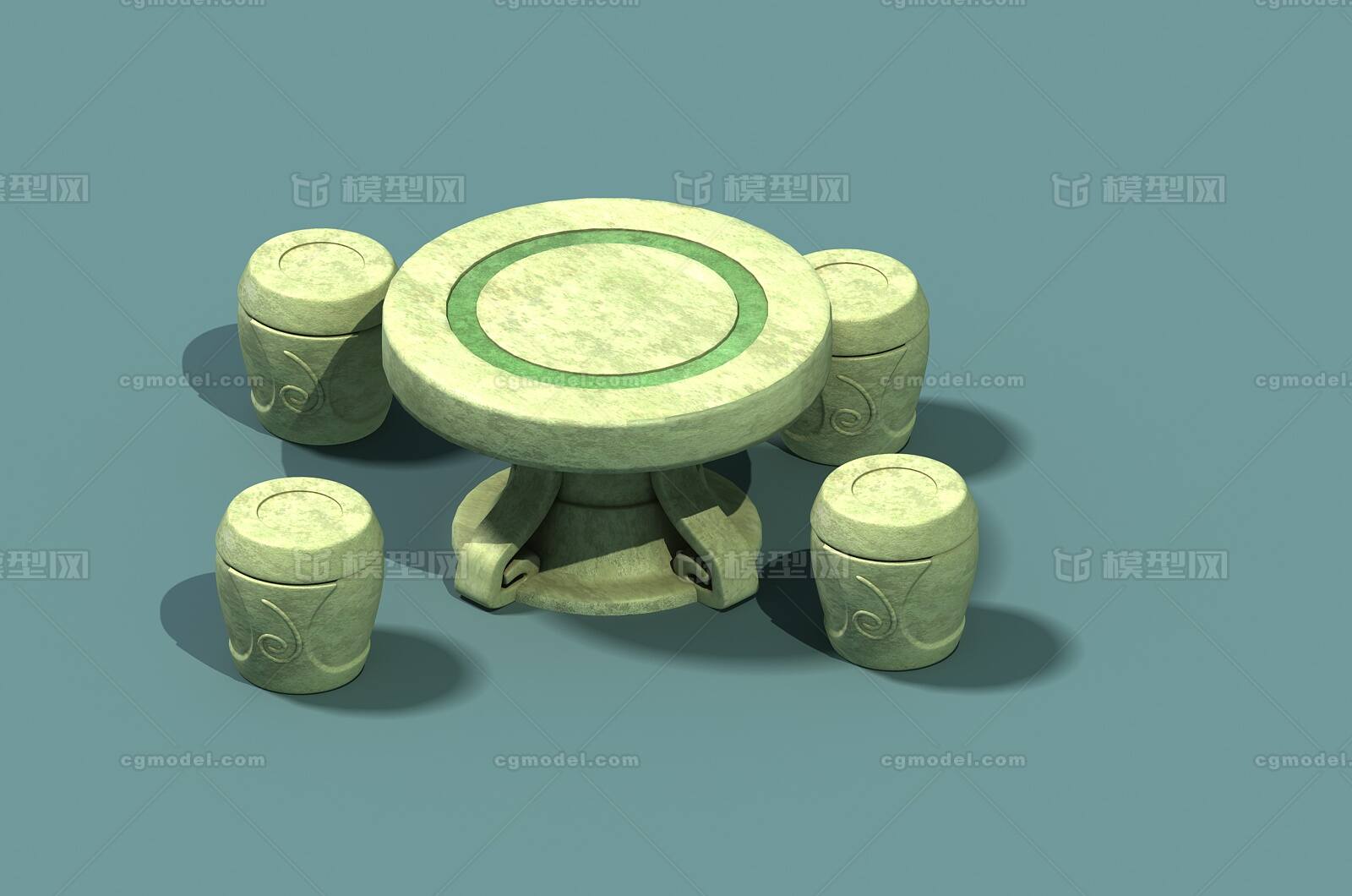 石头桌子石头椅子石凳石头桌椅模型-场景部件模型库-3ds Max(.max)模型下载-cg模型网