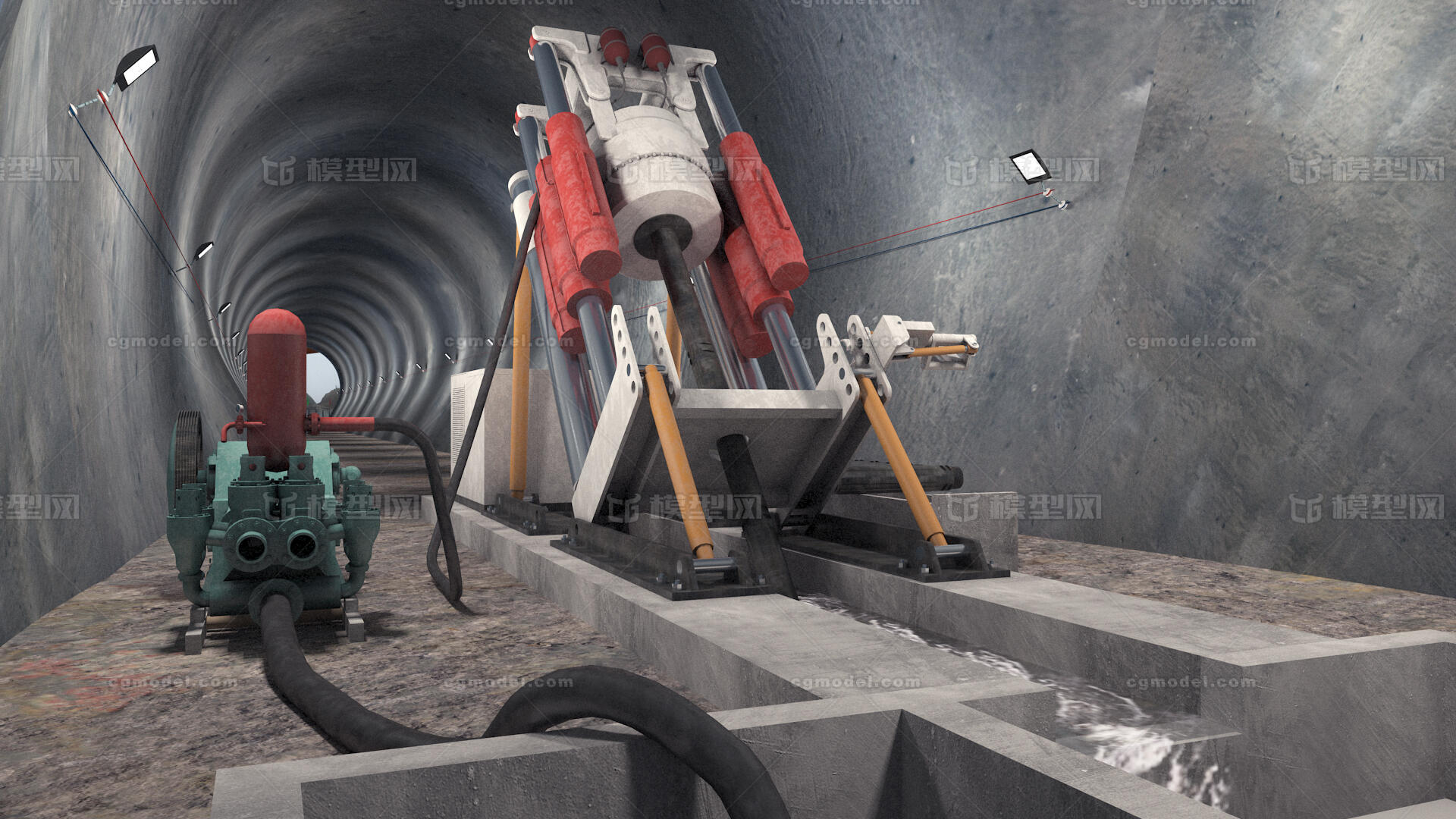 斜井开挖 反井钻机模型-现代场景模型库-3ds Max(.max)模型下载-cg模型网