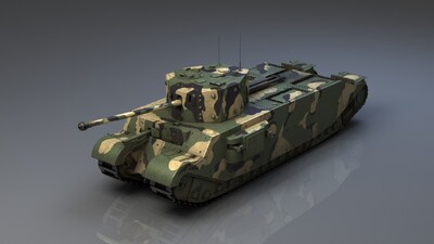 英国TOG2超重型坦克（PBR 2套外观）模型-装甲车／坦克模型库-3ds Max(.max)模型下载-cg模型网