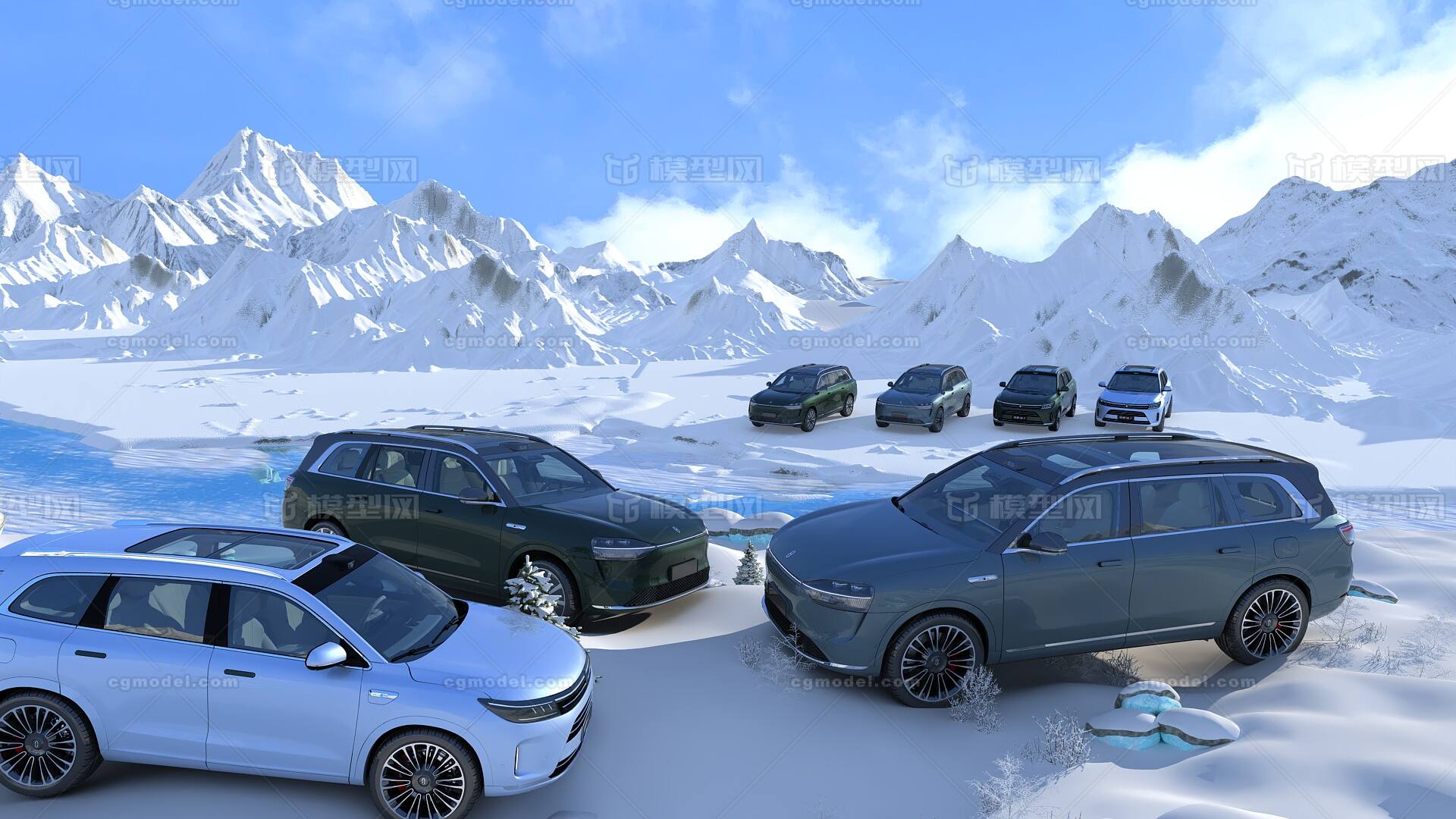 华为问界M9 M7新能源SUV模型-轿车模型库-3ds Max(.max)模型下载-cg模型网