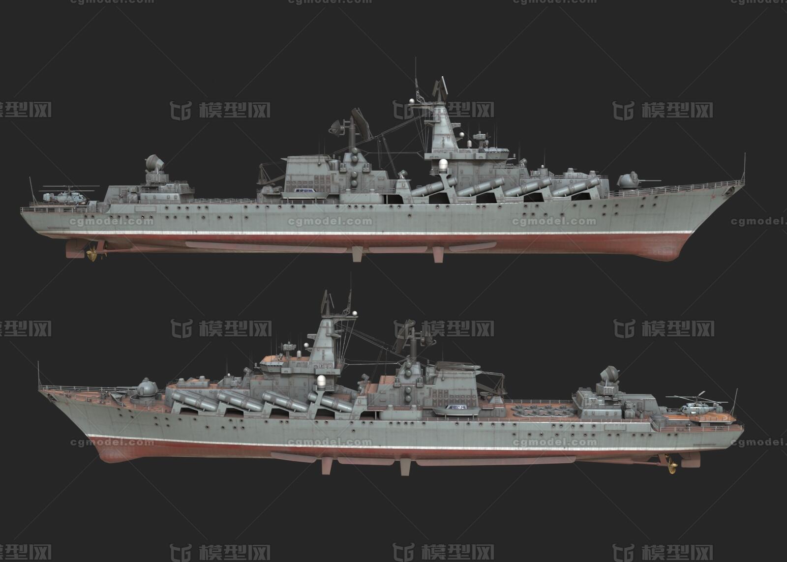 俄罗斯1164型 光荣级导弹巡洋舰模型 军舰模型库 Substance Painter Spp Sbsar 模型下载 Cg模型网